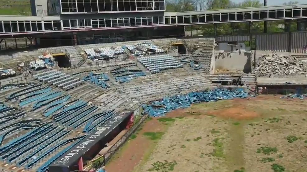 Goodbye Greer Stadium: Drone video shows demolition at the abandoned ...