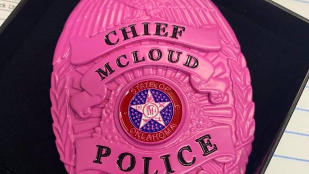 McLoud Police Go Pink, switch silver badge for pink badge | KOKH