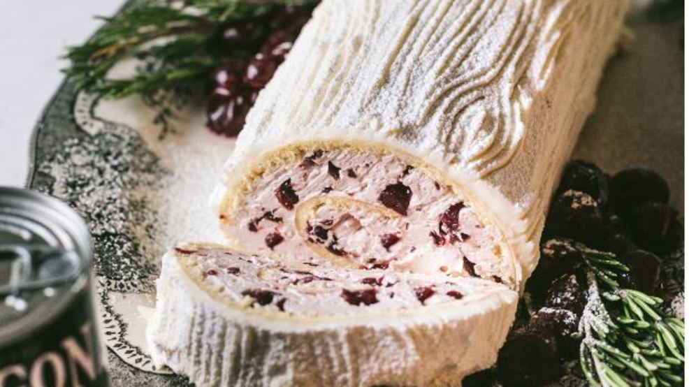 Cherry & White Chocolate Yule Log | KATU